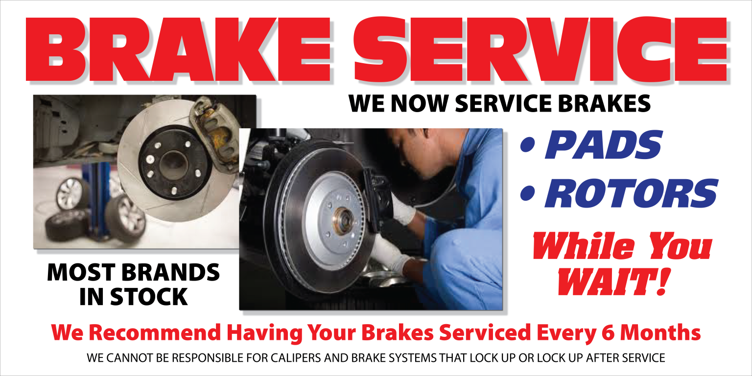 Brake Service Banner - delcomcarwashsigns.com